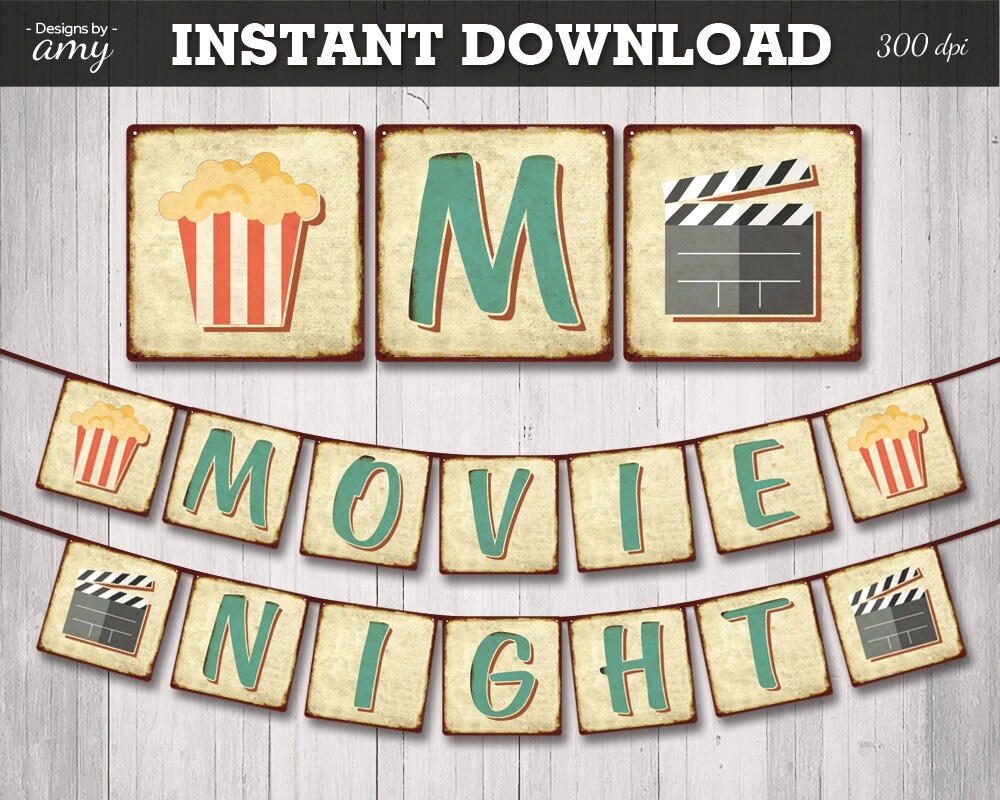 Movie Night Party Movie Night Sign Movie Birthday Movie | Etsy