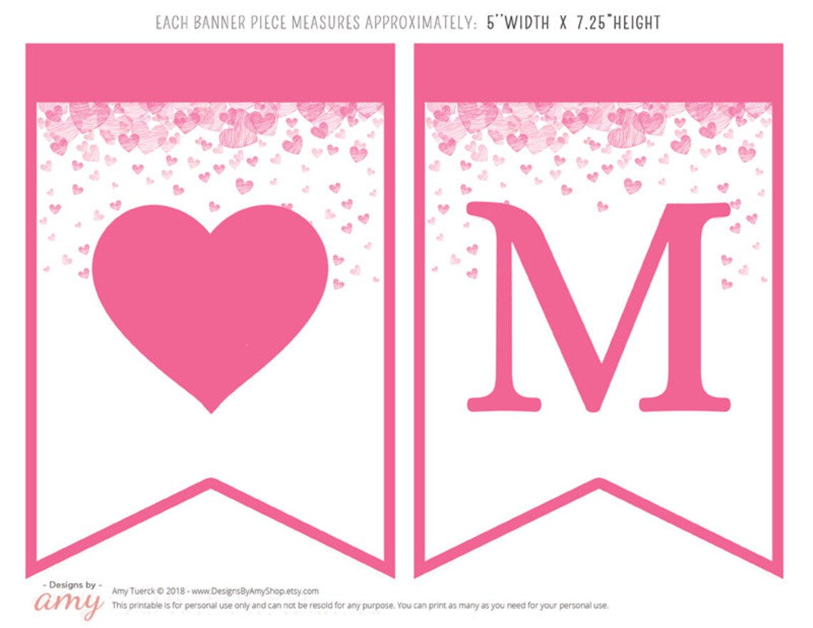 PRINTABLE "be Mine" Banner With Pink Letter & Hearts, Valentines Party ...