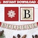 Printable Believe Christmas Banner, Red & Beige Christmas, Christmas ...