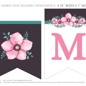 Printable Happy Mothers Day Banner With Pink Flowers, Teal & Pink ...