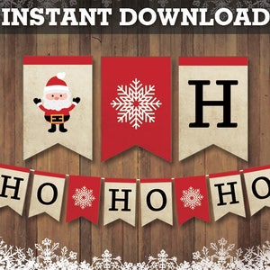 PRINTABLE Christmas Santa Banner Ho Ho Ho, Christmas Decorations ...