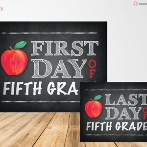 First Day of 5th Grade Sign Printable 8x10 JPG Photo Prop, Last Day of ...