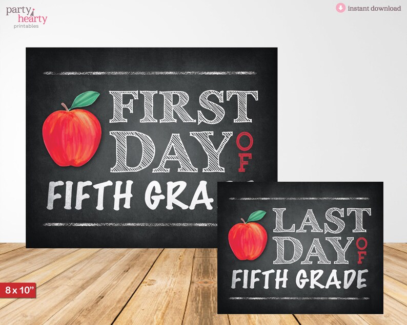First Day of 5th Grade Sign Printable 8x10 JPG Photo Prop, Last Day of ...