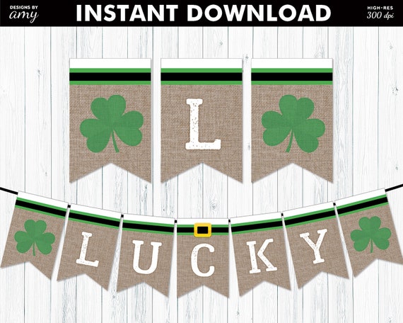 Printable Lucky Banner St. Patricks St. Patricks Day Banner - Etsy
