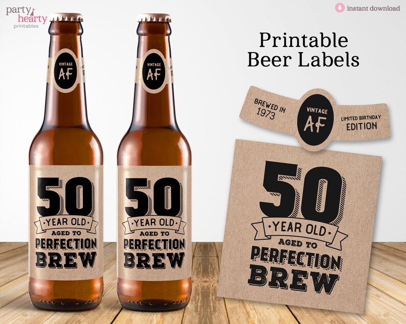 Printable 50th Birthday Beer Labels for 2023 Vintage 50th - Etsy