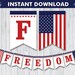 Printable 4th of July Freedom Banner American Flag, Memorial Day, Labor ...