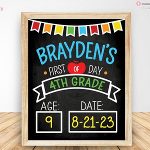 First Day of School Sign for Boy Printable Photo Prop, Personalized ...