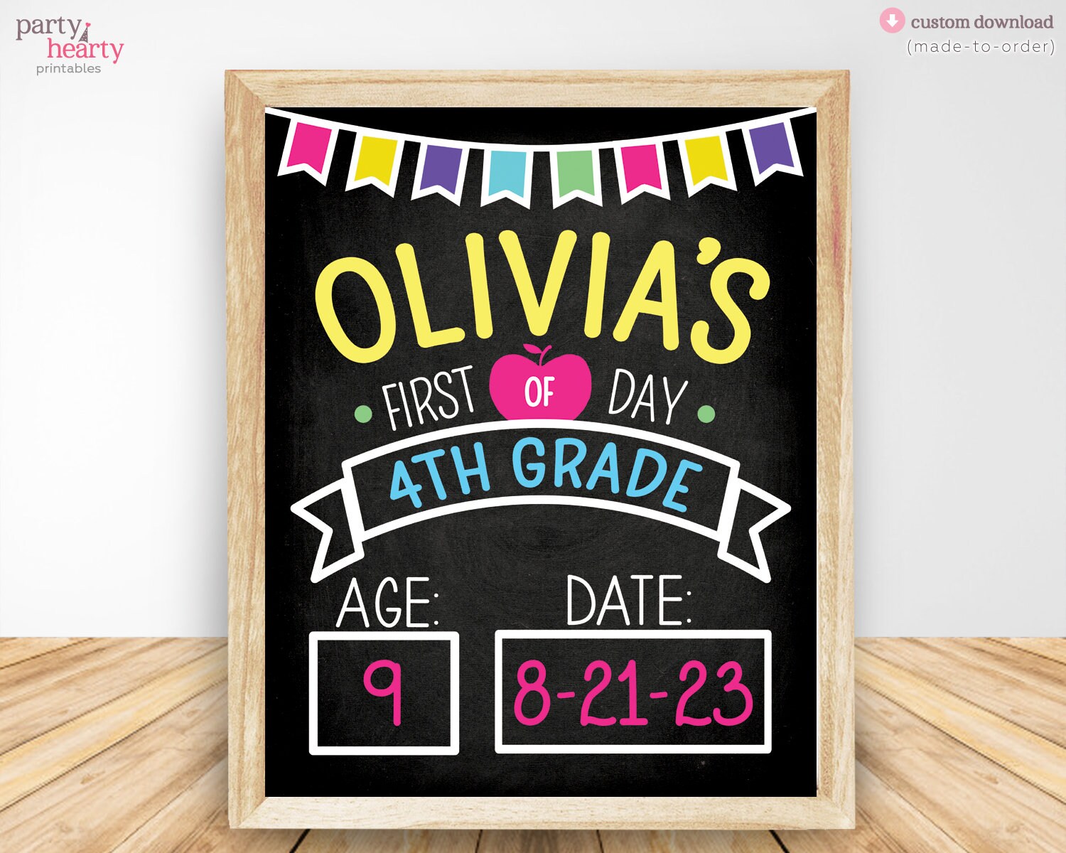 First Day of School Sign for Girl Printable Photo Prop, Personalized ...