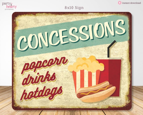 Concessions Printable Sign Concessions Digital Sign 8x10 - Etsy