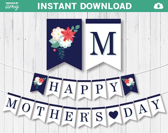 Mother's Day Banner Printable Instant Download Floral Flowers Mom - Etsy