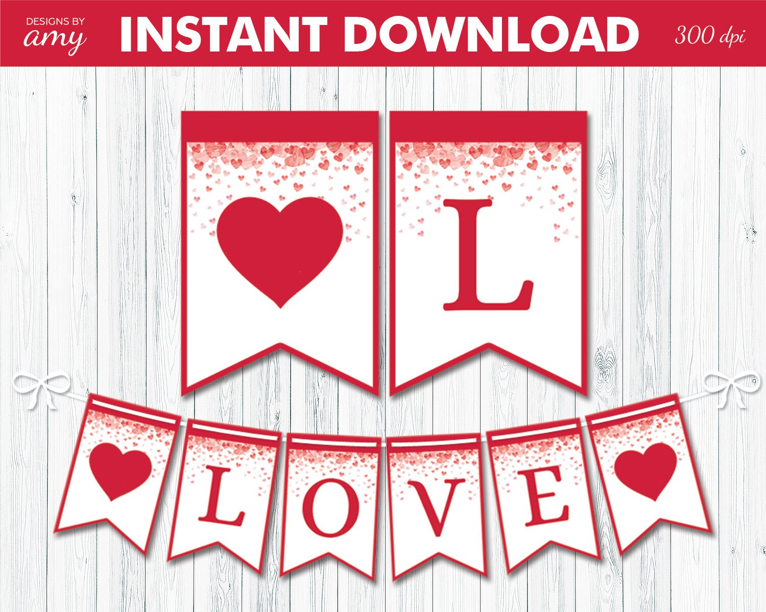 Printable Love bunting Printable Valentine wall decor Love Banner ...