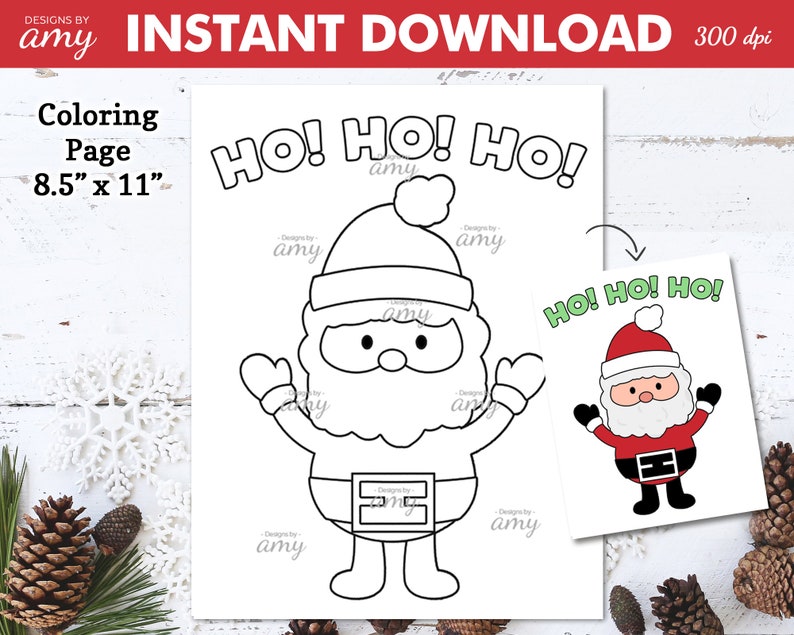 PRINTABLE Christmas Kids Coloring Page of Santa Ho Ho - Etsy México