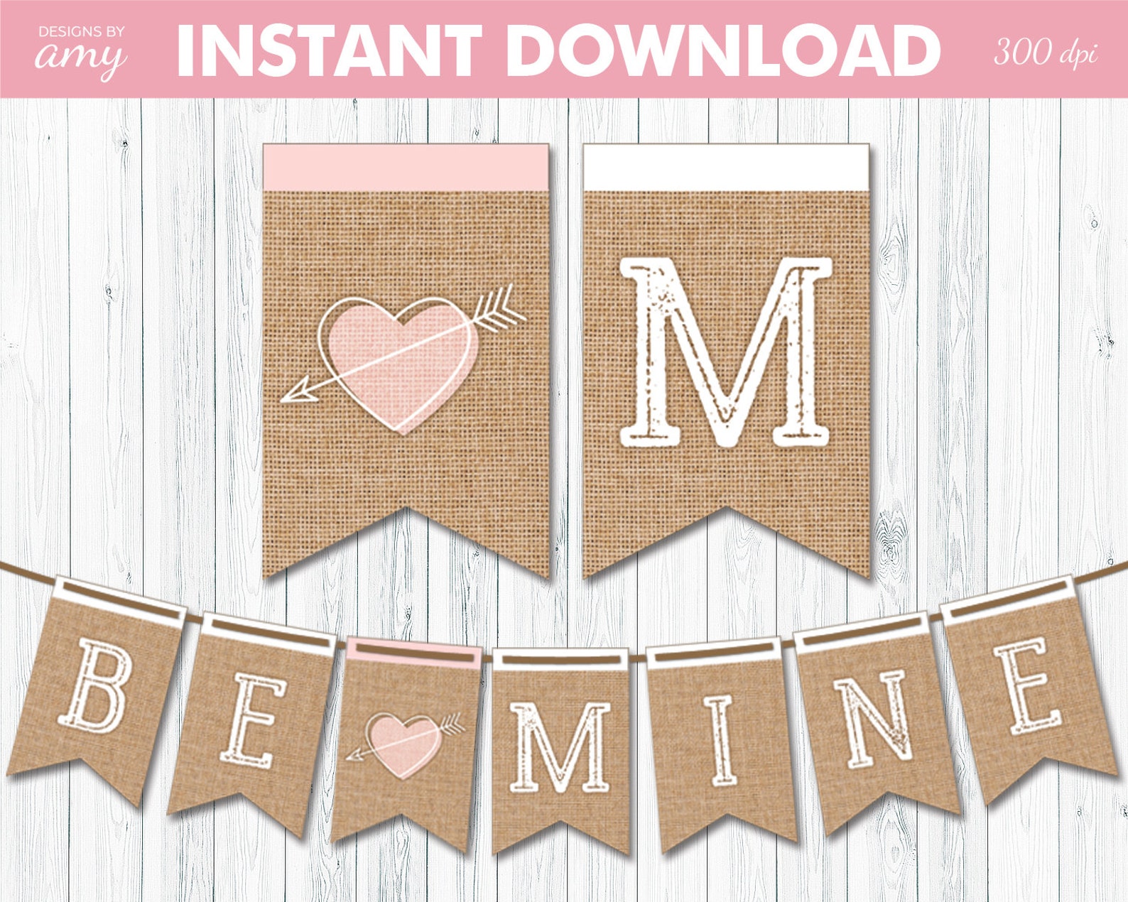 Printable be Mine Valentines Burlap Banner for a - Etsy
