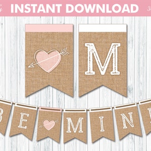 Printable "be Mine" Valentines Burlap Banner for a Valentines Day Party ...