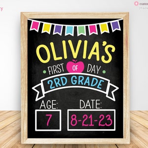 First Day of School Sign for Girl Printable Photo Prop, Personalized ...