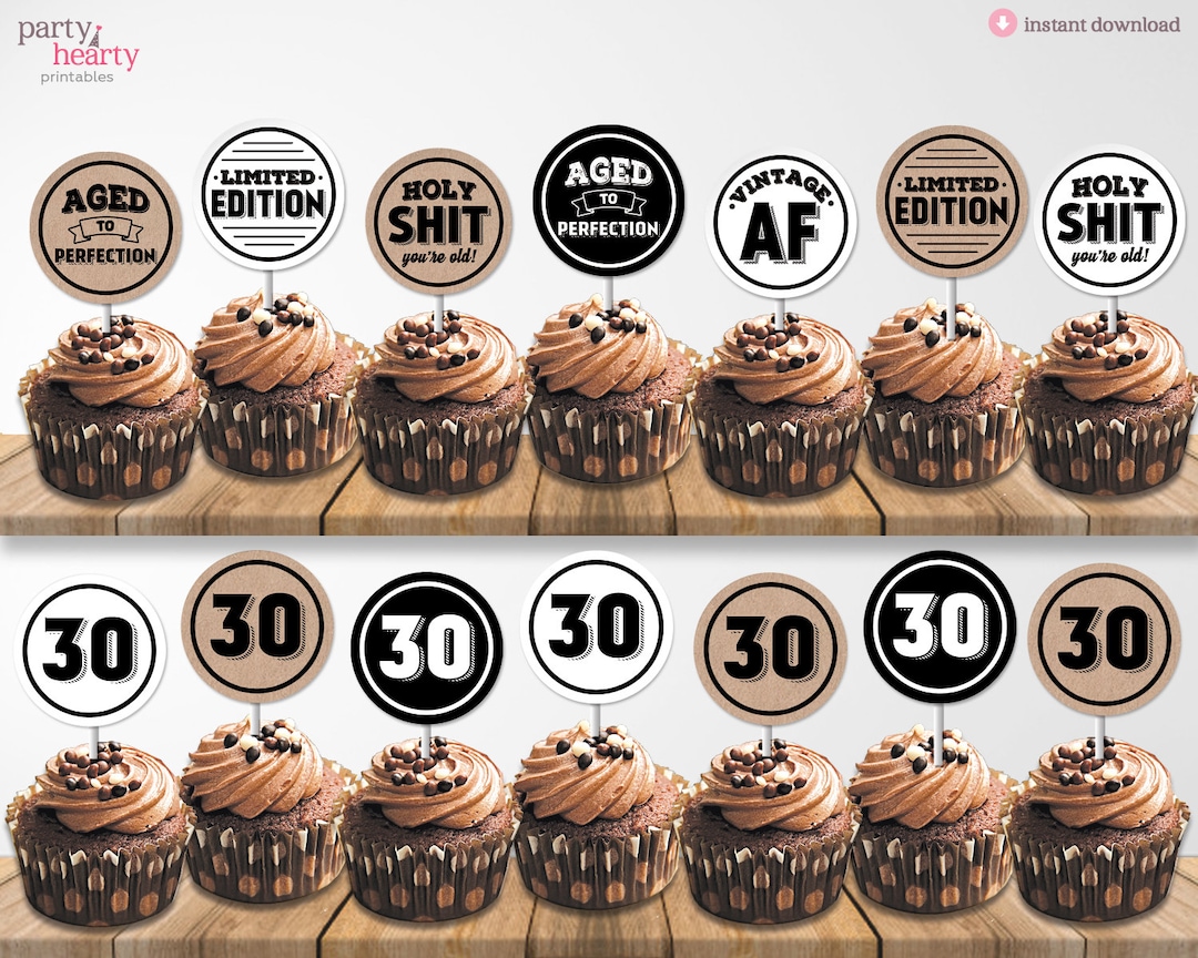 Printable 30th Birthday Cupcake Topper Aged to Perfection Limited ...