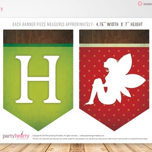 Printable Fairy Garden Birthday Banner Red & Green, Enchanted Forest ...