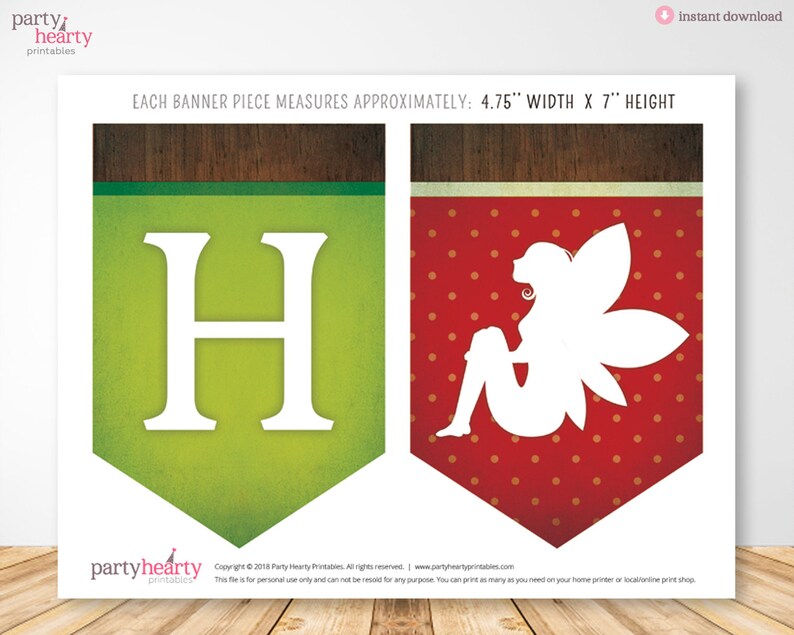 Printable Fairy Garden Birthday Banner, Red & Green (digital PDF) - Etsy