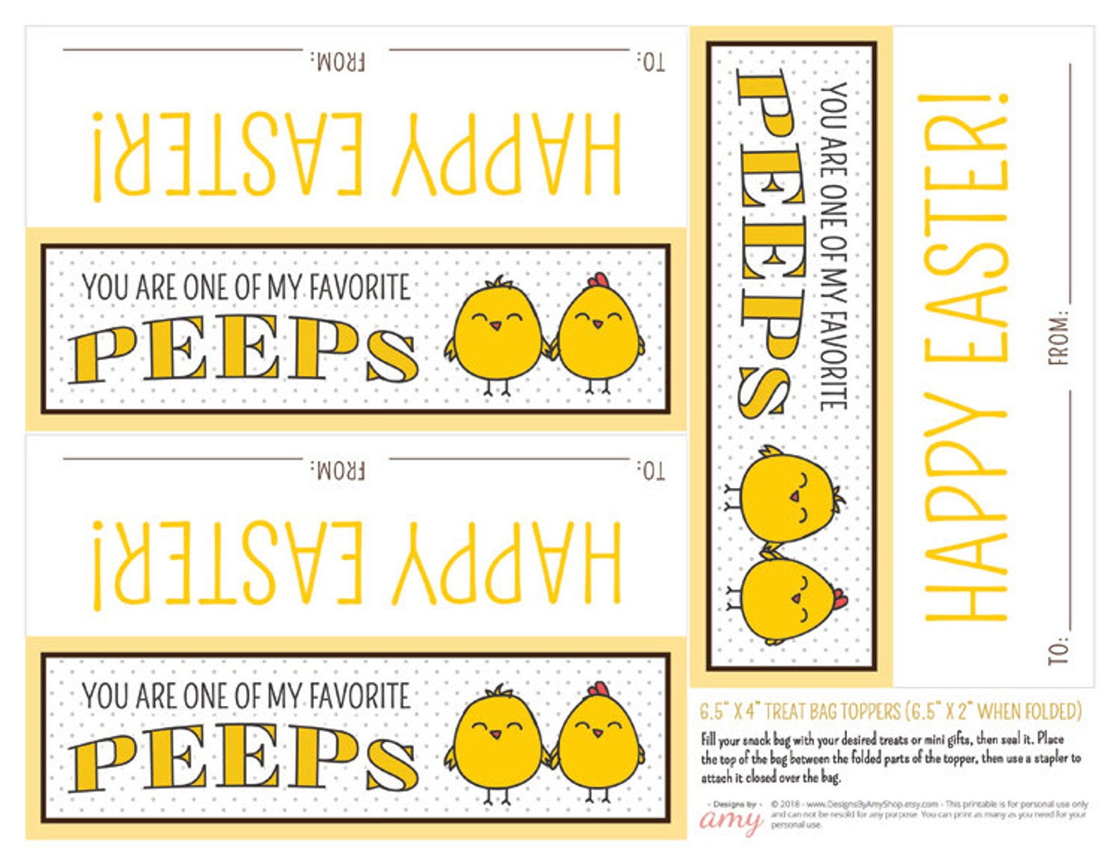 Printable Easter Treat Bag Toppers Snack Sized Bags 6.5 | Etsy