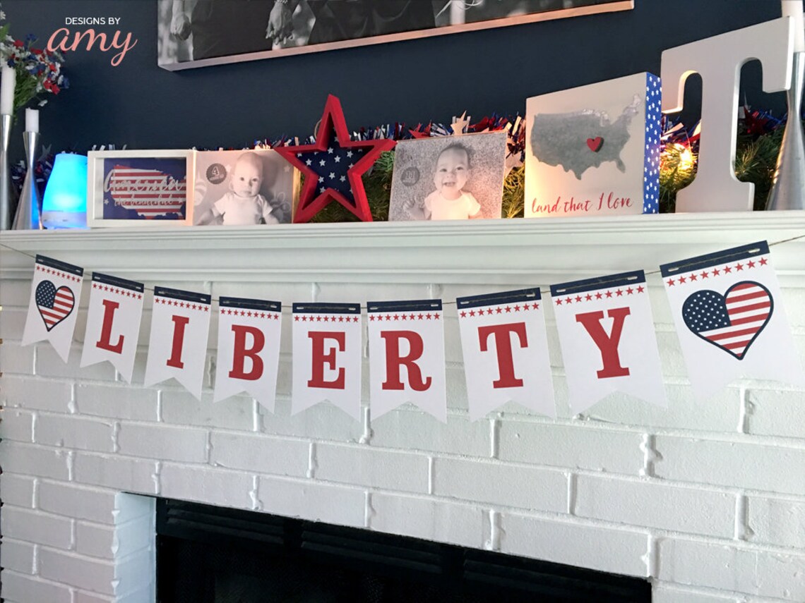 Printable 4th of July Liberty Banner With American Flag - Etsy