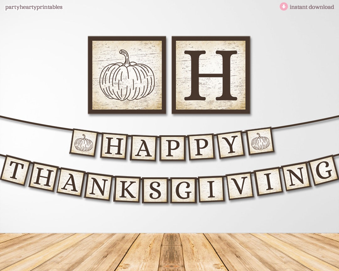 PRINTABLE Happy Thanksgiving Banner, Thanksgiving Banner, Fall Banner ...