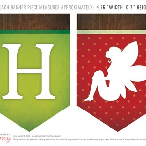 Printable Fairy Garden Birthday Banner Red & Green Enchanted | Etsy