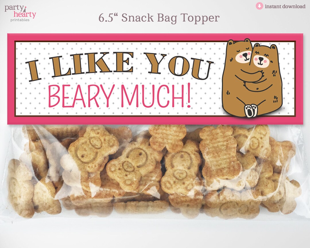 Printable Valentines Bag Topper for Snack & Treat Bags "i Like You ...