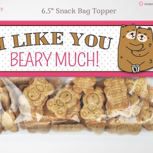 Printable Valentines Bag Topper for Snack & Treat Bags "i Like You ...