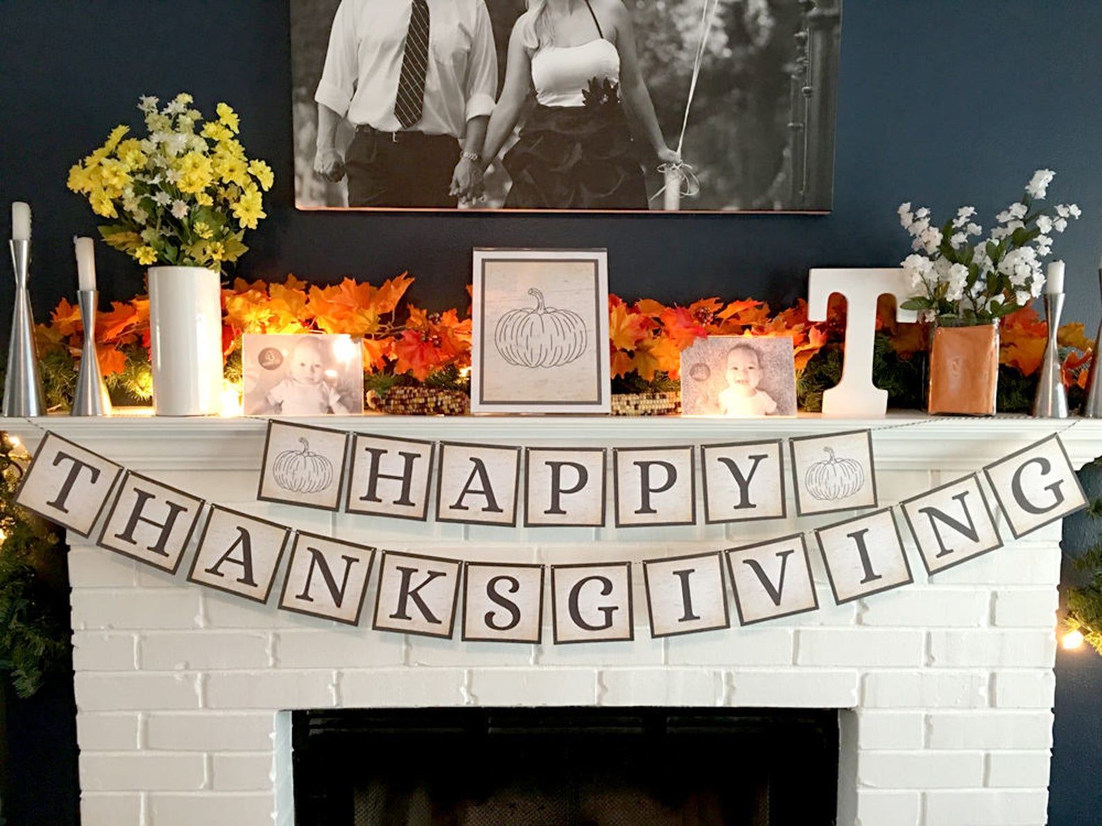 PRINTABLE Happy Thanksgiving Banner Thanksgiving Banner Fall - Etsy