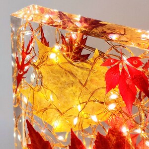 Autumn Leaf and Resin Light Sculpture Autumn Lamp Fall Decor - Etsy UK