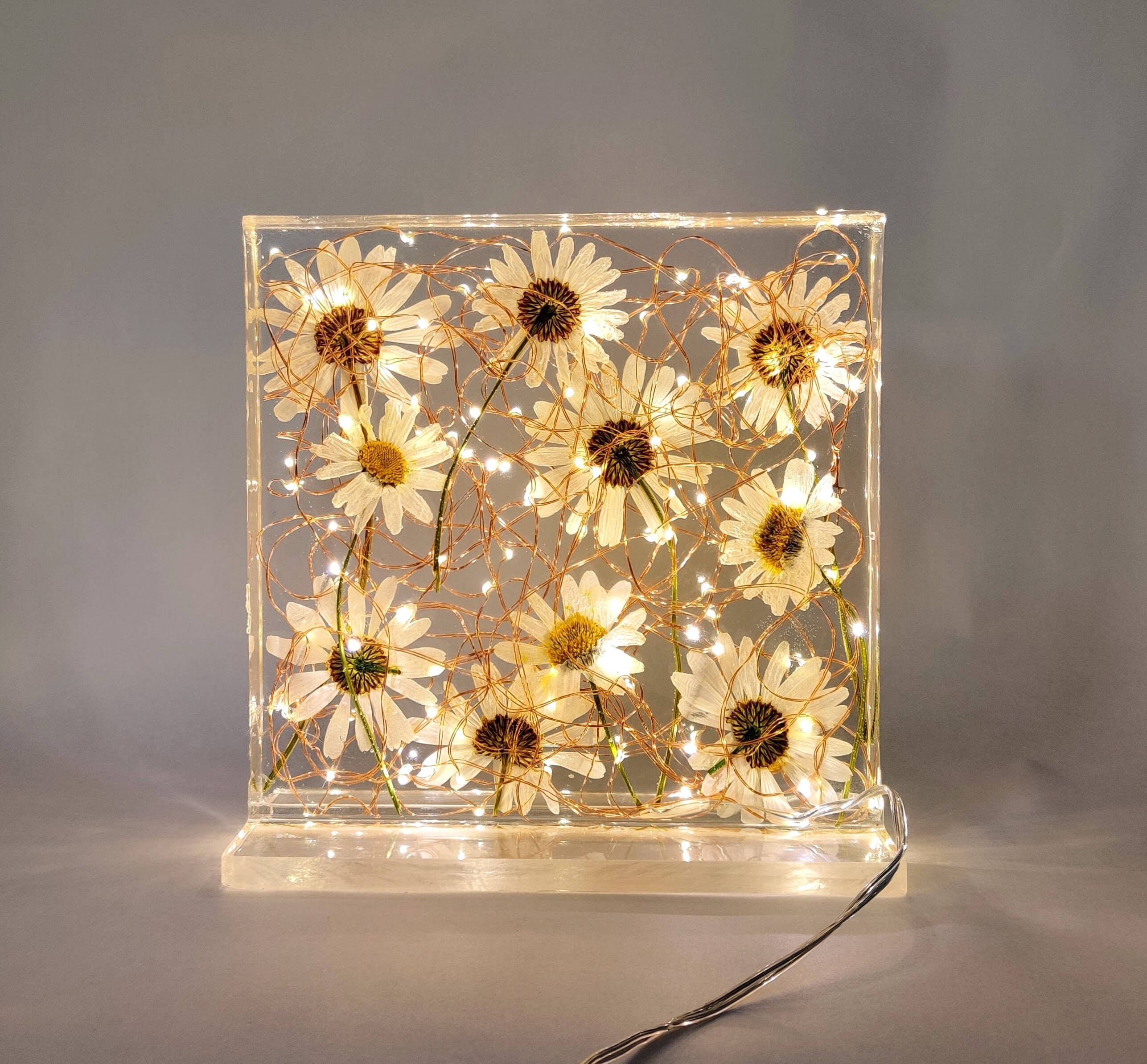 Daisies and Resin Light Sculpture Daisy Lamp Daisy Home - Etsy