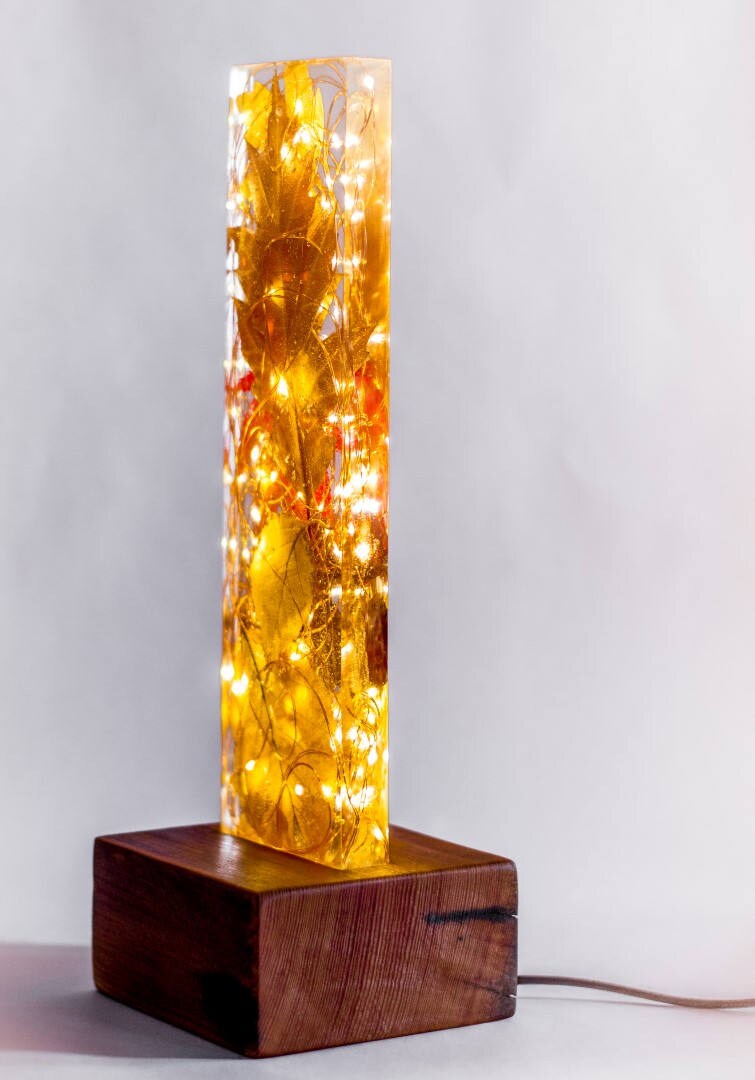 Autumn Leaves Resin Light Sculpture With Antique Reclaimed - Etsy UK