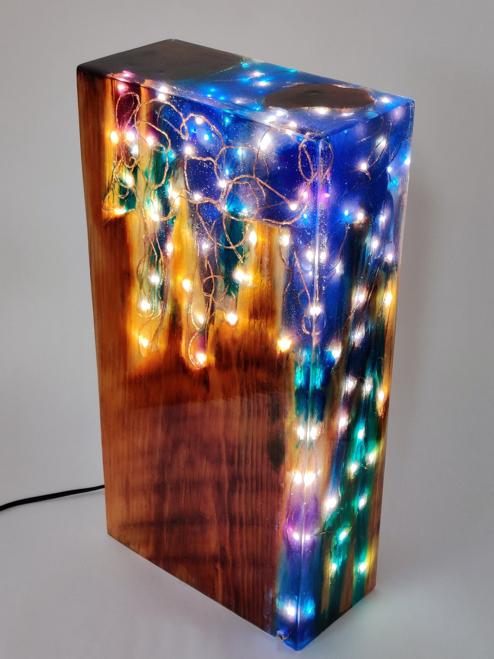 Galaxy Resin Light Sculpture Reclaimed Wood Lighting | Etsy