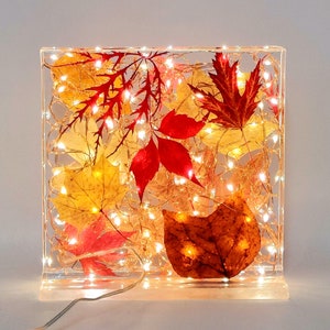 Autumn Leaf and Resin Light Sculpture Autumn Lamp Fall Decor - Etsy UK