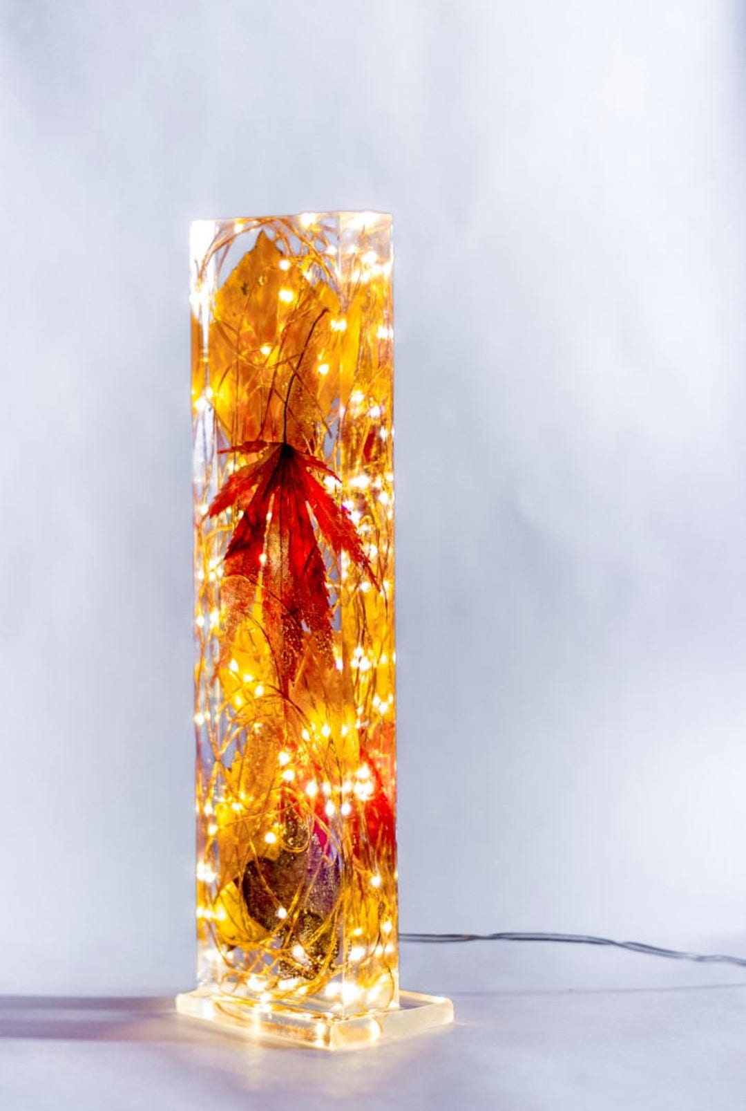 Autumn Leaves and Resin Light Sculpture Autumn Home Decor Fall Decor ...