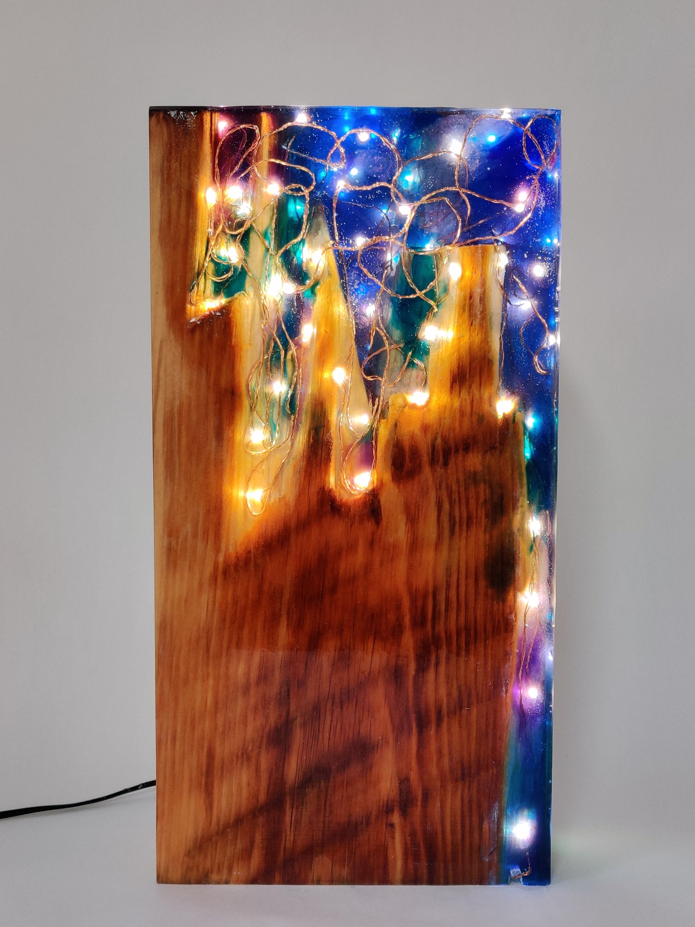 Galaxy Resin Light Sculpture Reclaimed Wood Lighting | Etsy