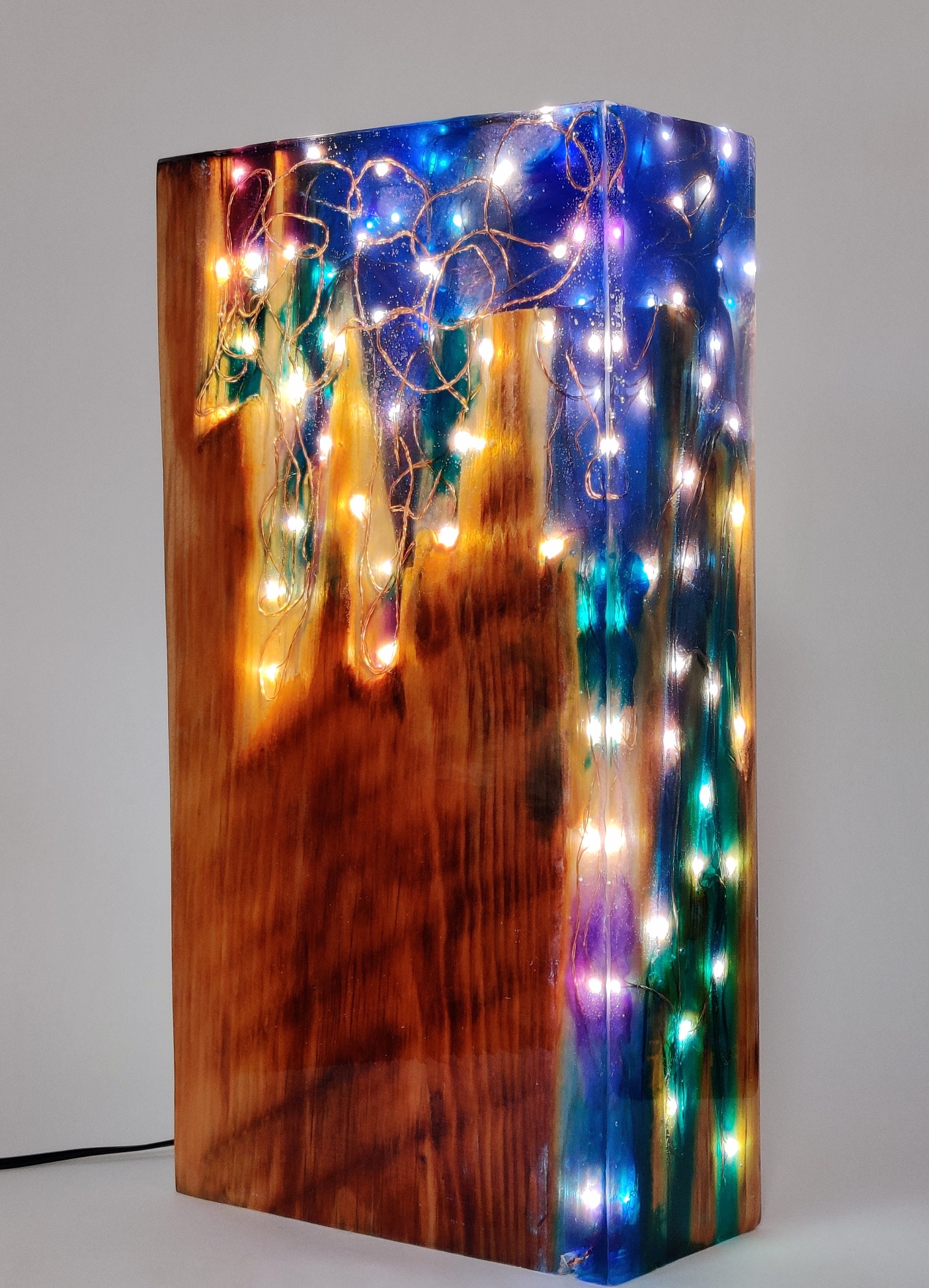 Galaxy Resin Light Sculpture Reclaimed Wood Lighting | Etsy
