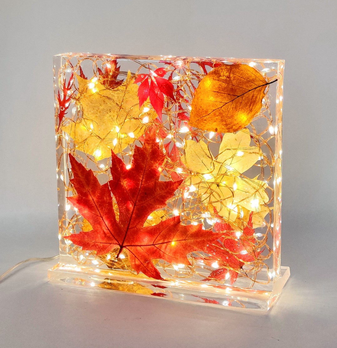 Autumn Leaf and Resin Light Sculpture Autumn Lamp Fall Decor - Etsy UK