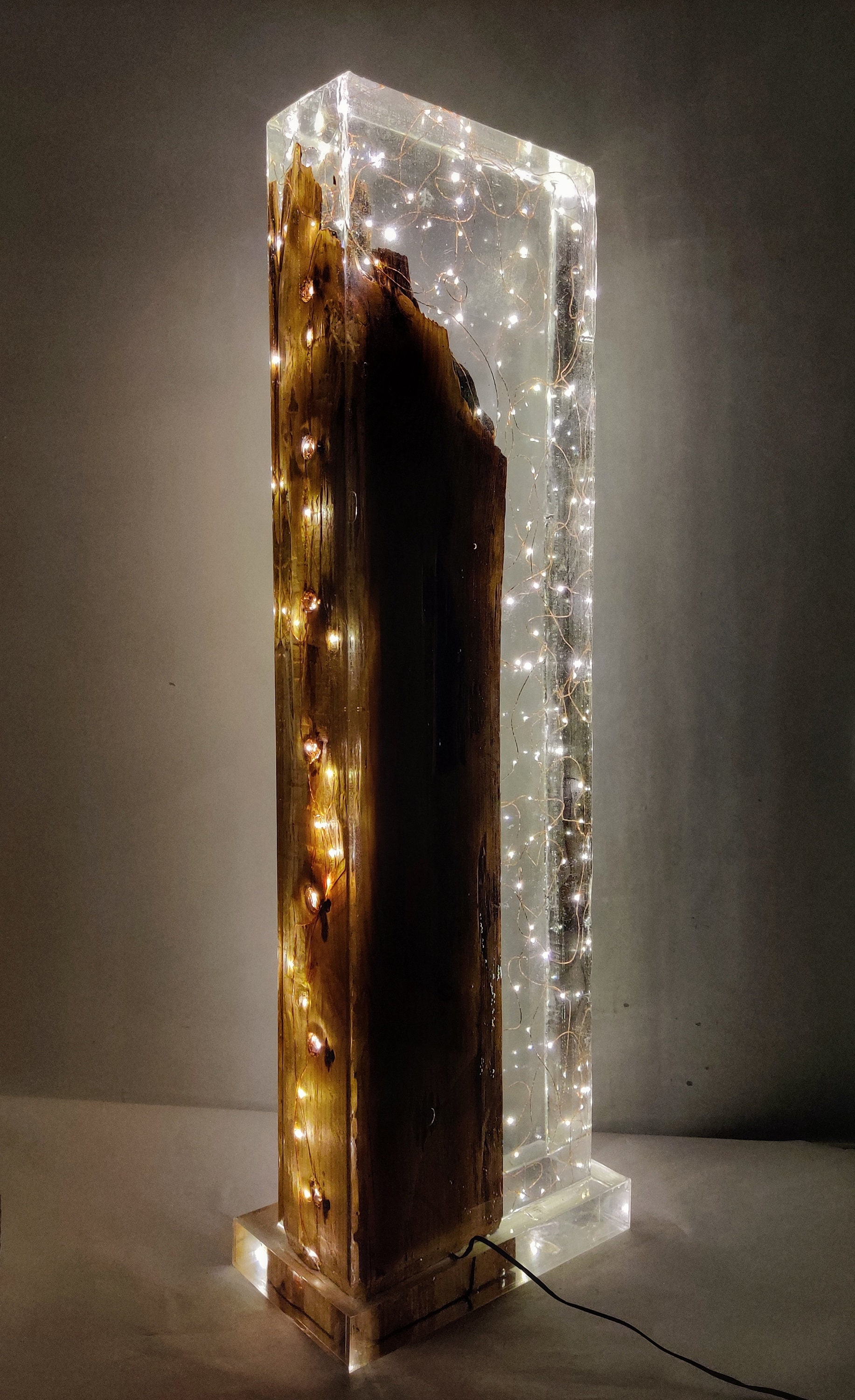 Giant Wood and Resin Light Sculpture Floor Lamp Reclaimed | Etsy