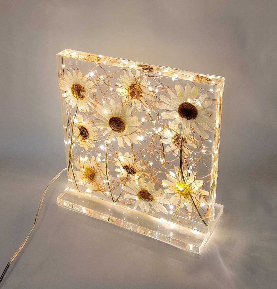 Daisies and Resin Light Sculpture Daisy Lamp Daisy Home - Etsy