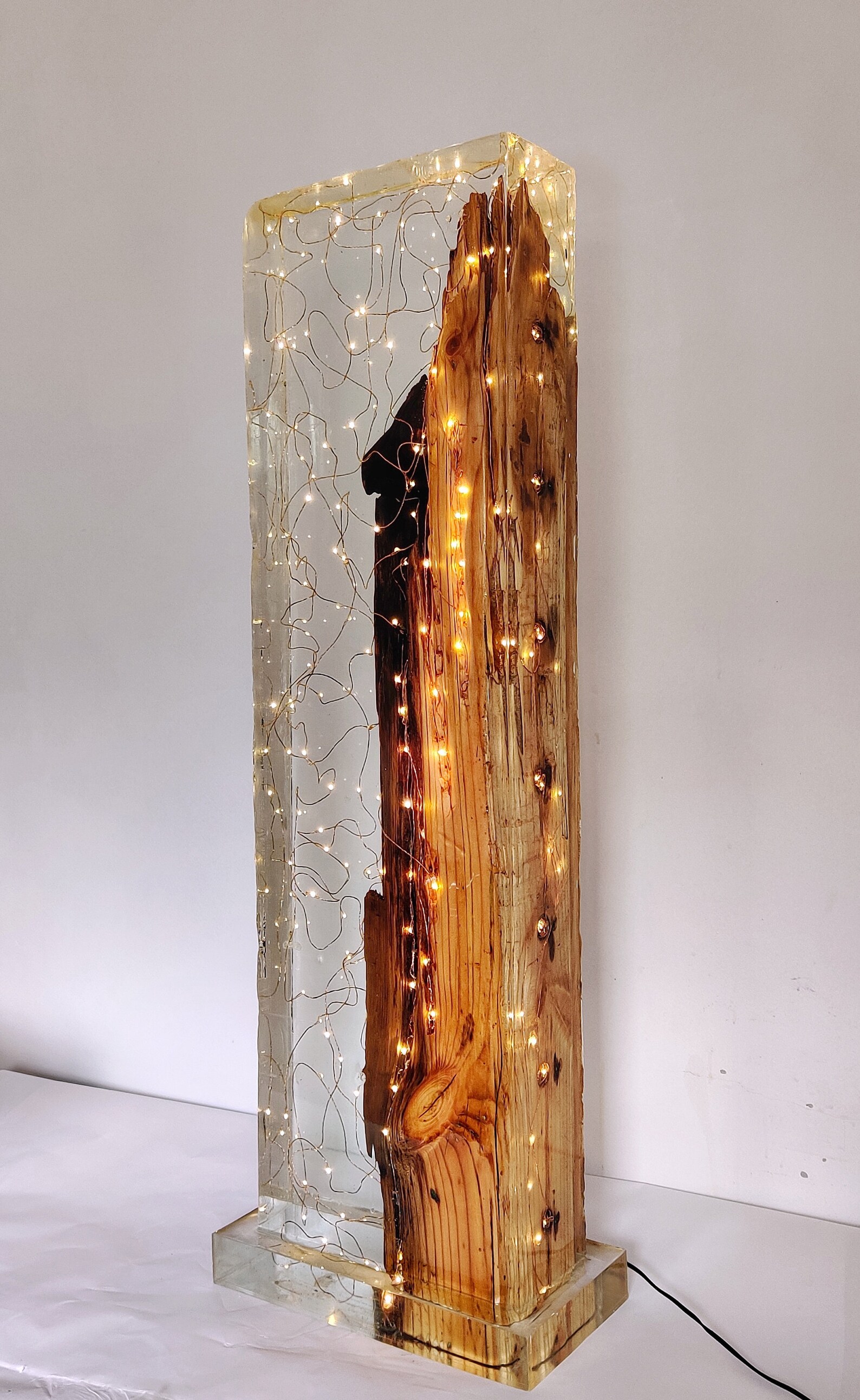 Giant Wood and Resin Light Sculpture Floor Lamp Statement - Etsy