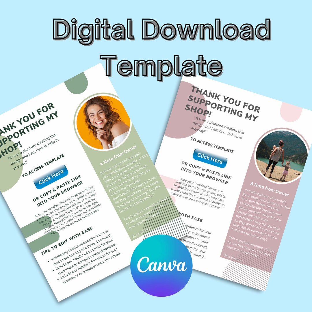 Digital Download Instructions Template for Canva, Editable, Instant ...