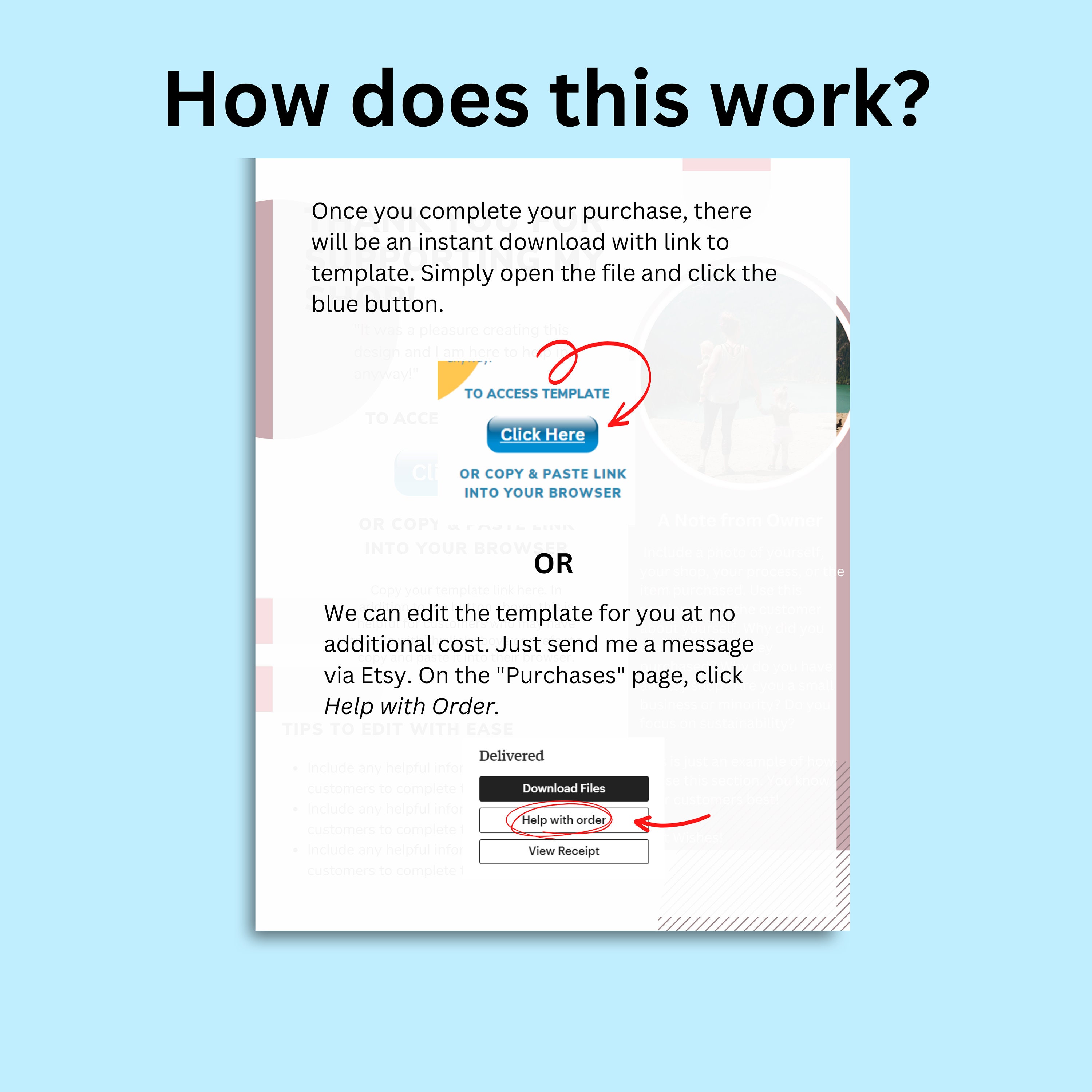 Digital Download Instructions Template for Canva, Editable, Instant ...