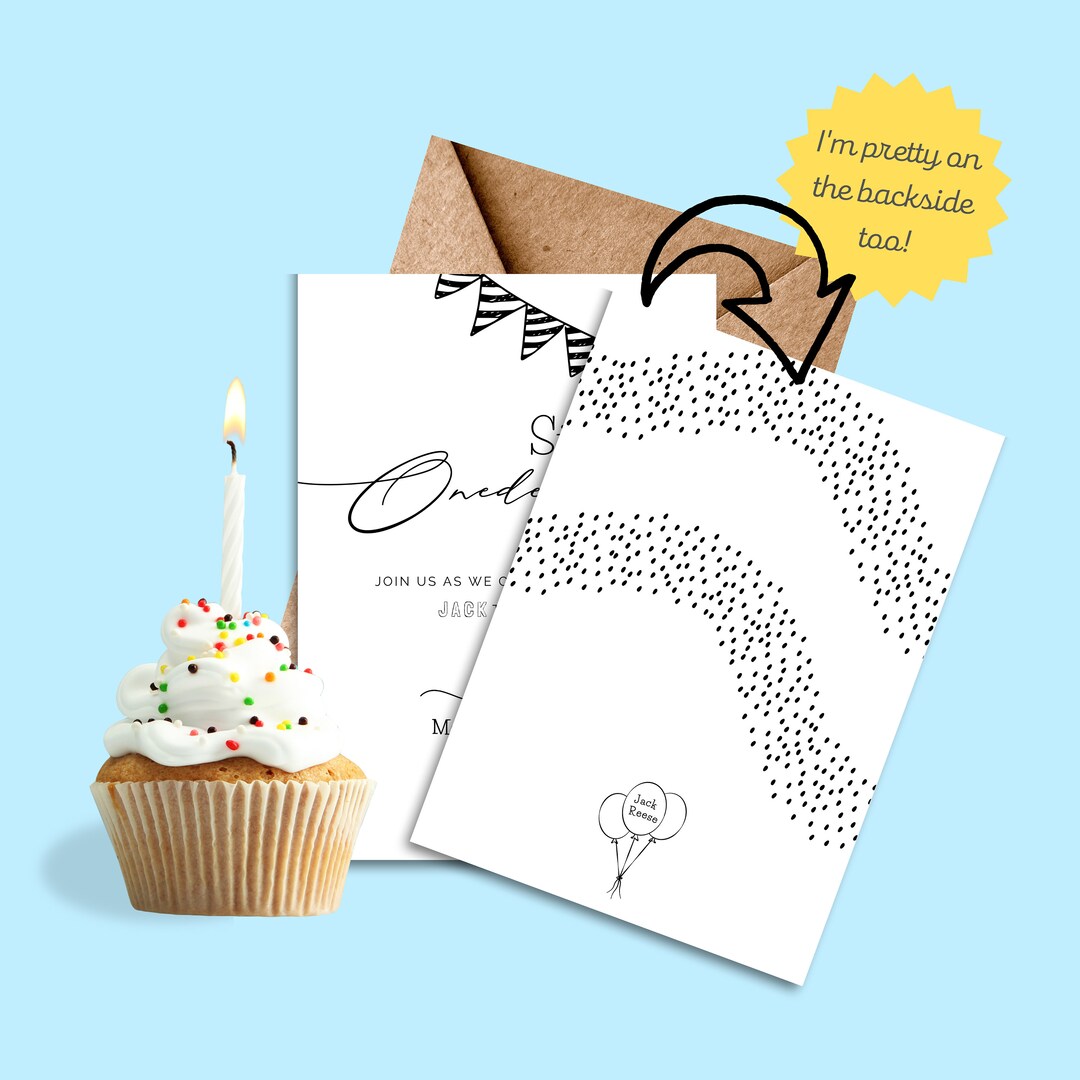 1st Birthday Invitation Neutral Birthday Invite Editable Printable ...