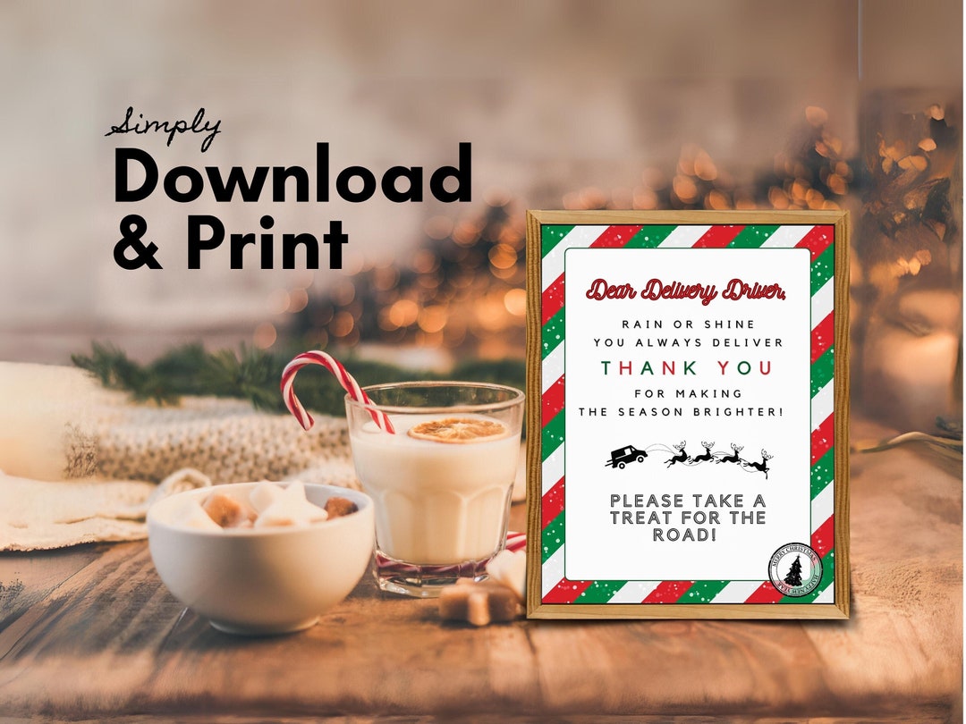 Printable Holiday Thank You Sign for Delivery Drivers Snack Sign ...