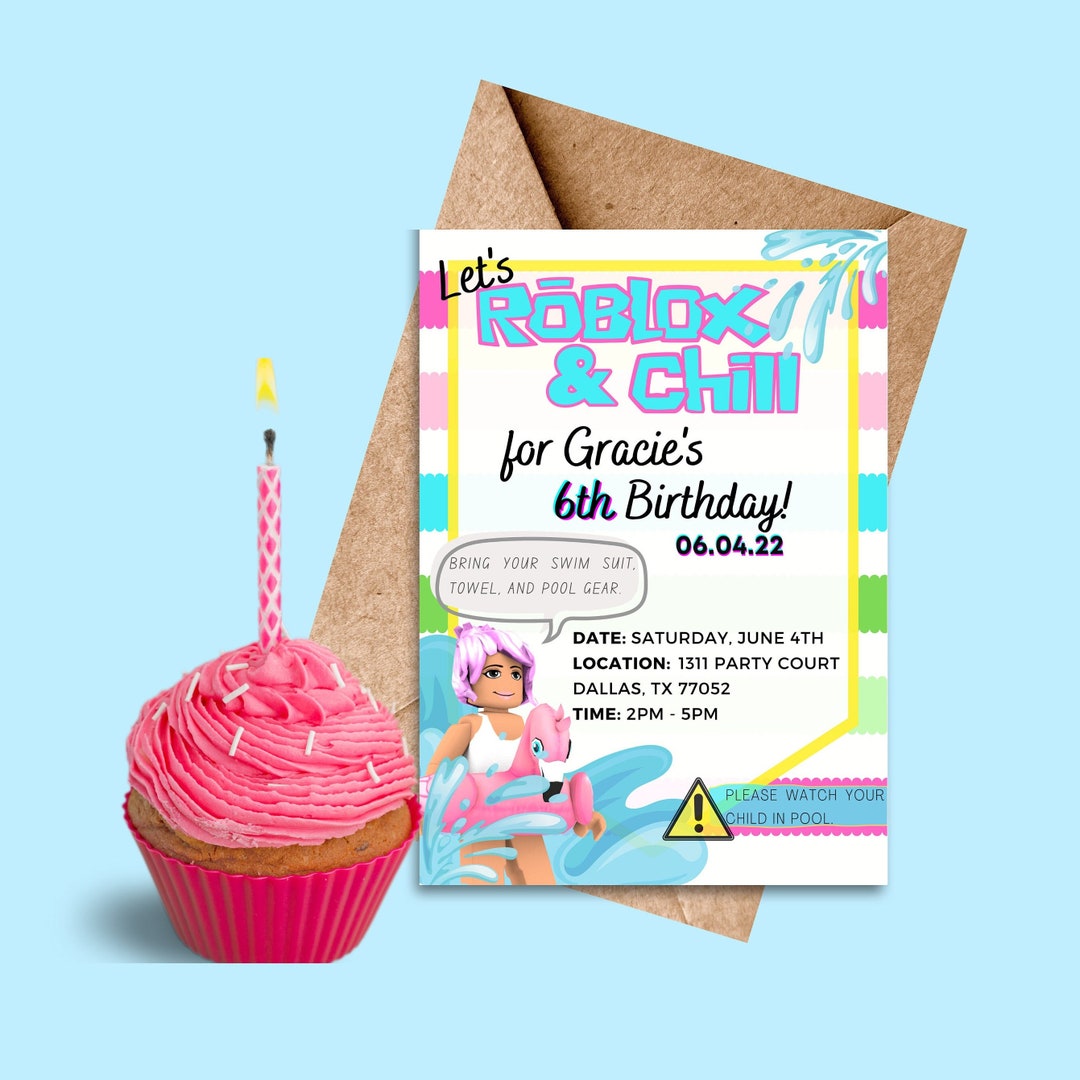 Girl Gamer Birthday Invitation for Gamer Pool Party, Video Game Pool ...