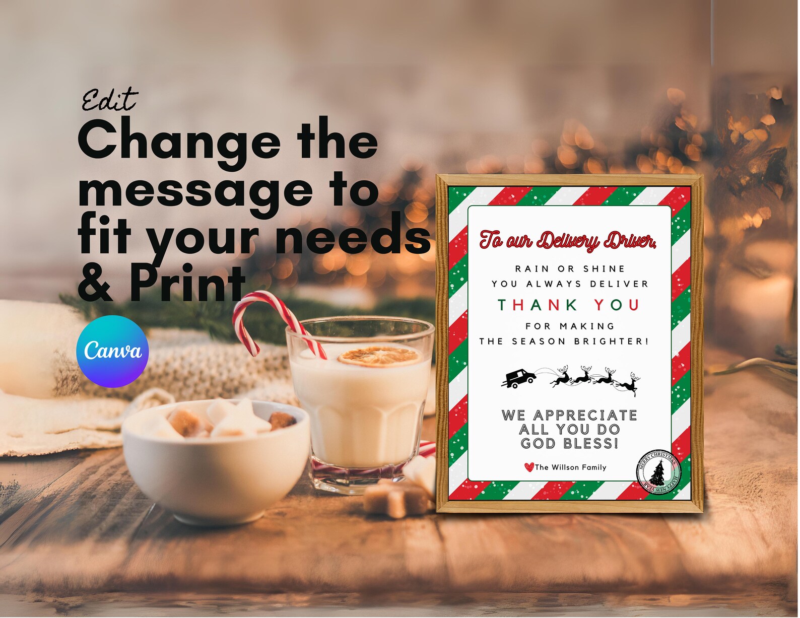 Printable Holiday Thank You Sign for Delivery Drivers Snack Sign ...