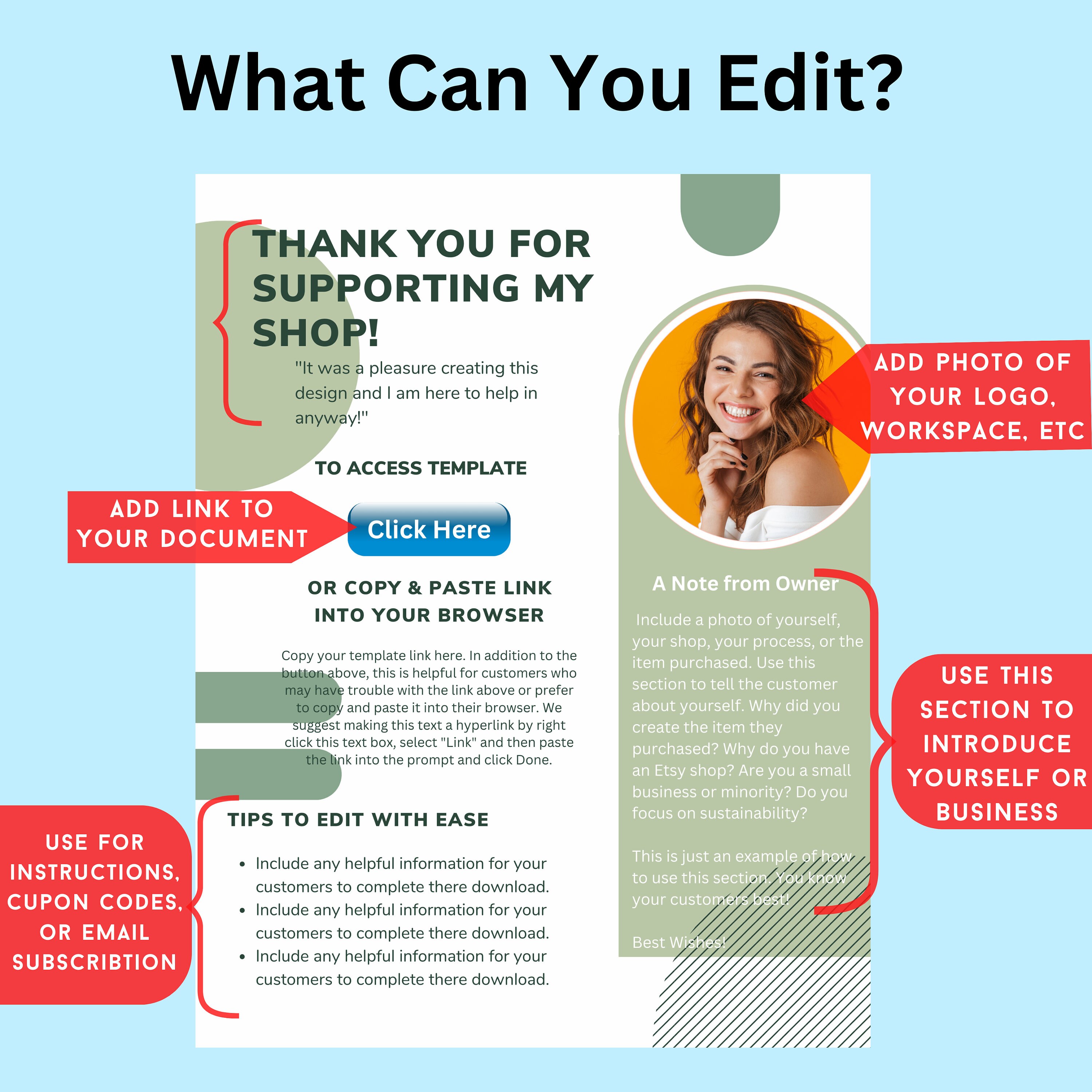 Digital Download Instructions Template for Canva, Editable, Instant ...