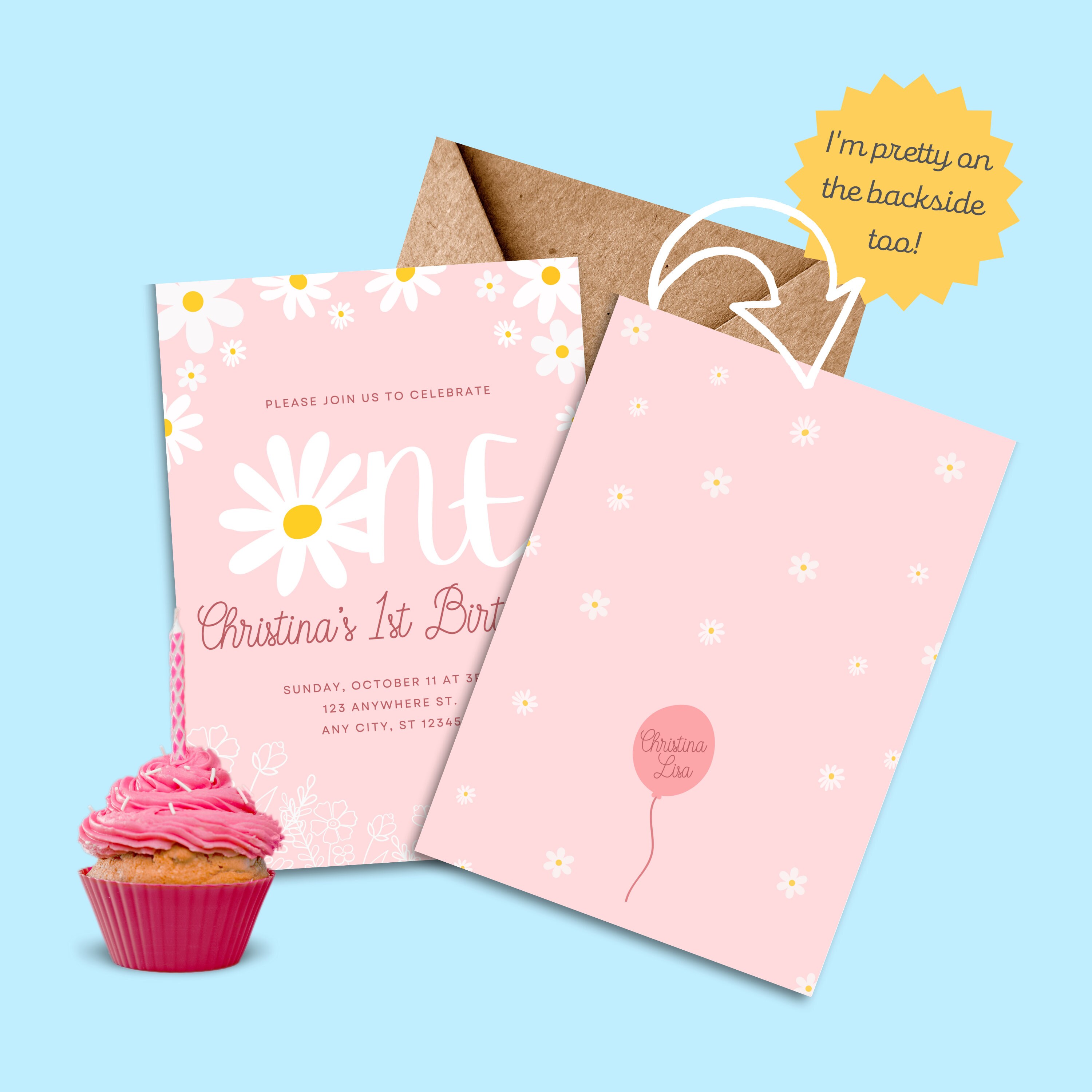 Daisy First Birthday Digital Download Boho Birthday Floral Invitation ...