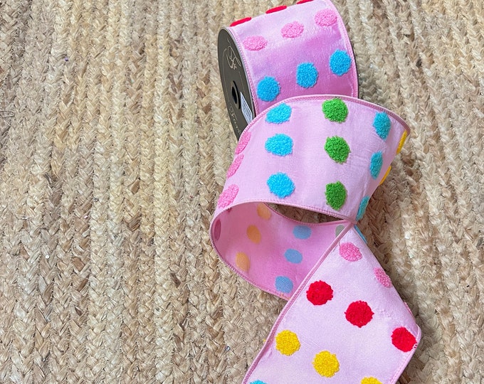 10 Yards, 1 Inch Wired Ribbon, Sprinkle Ribbon, Festive Ribbon, Wreath ...